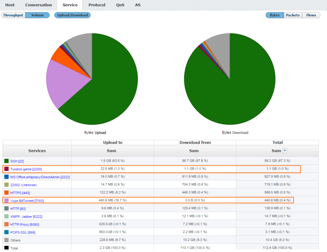End User Traffic by Services - NetVizura 4.4.0 User Guide - NetVizura User Guide